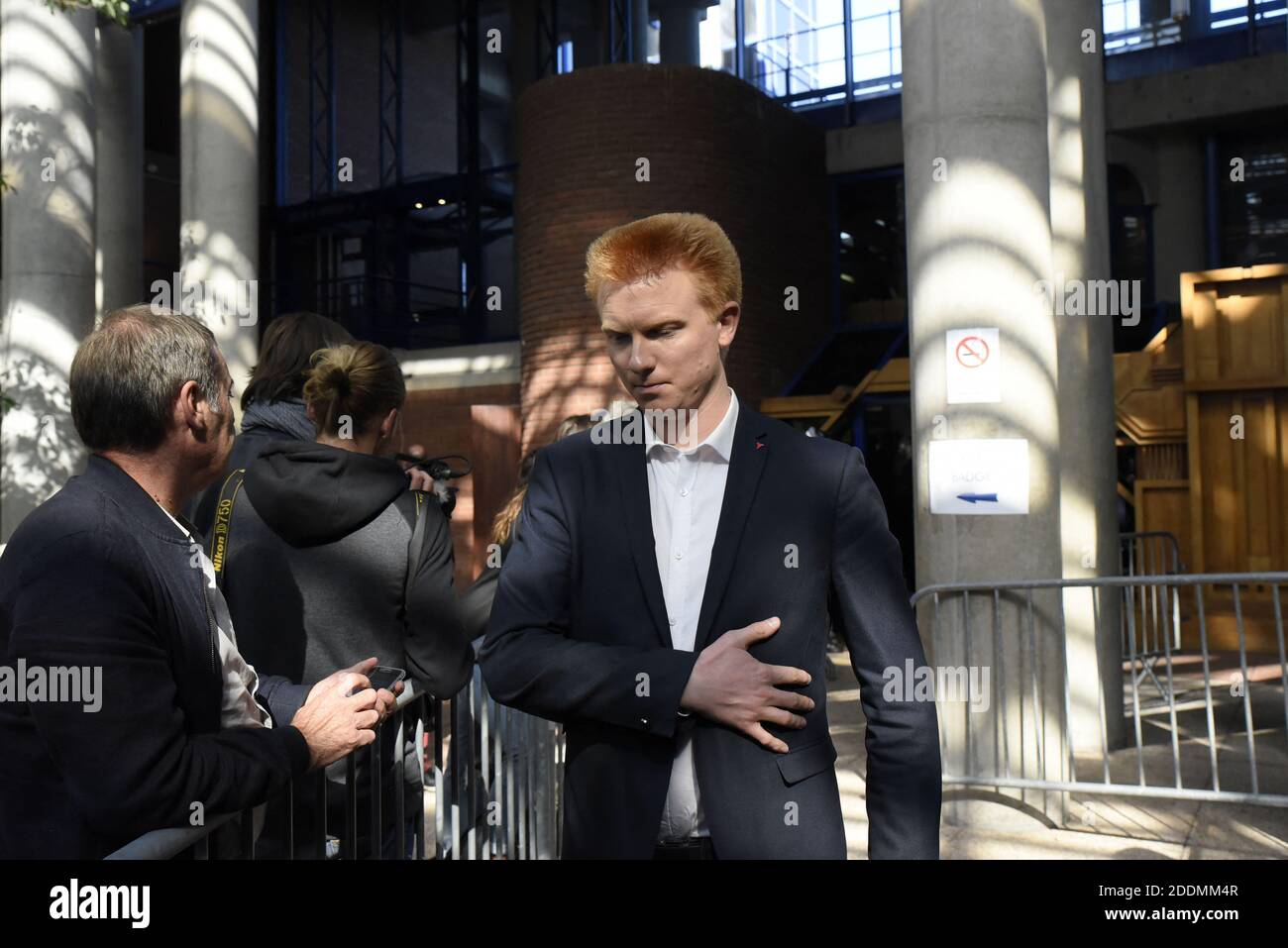 Leftist party La France Insoumise (LFI) MP Adrien Quatennens leaves the ...