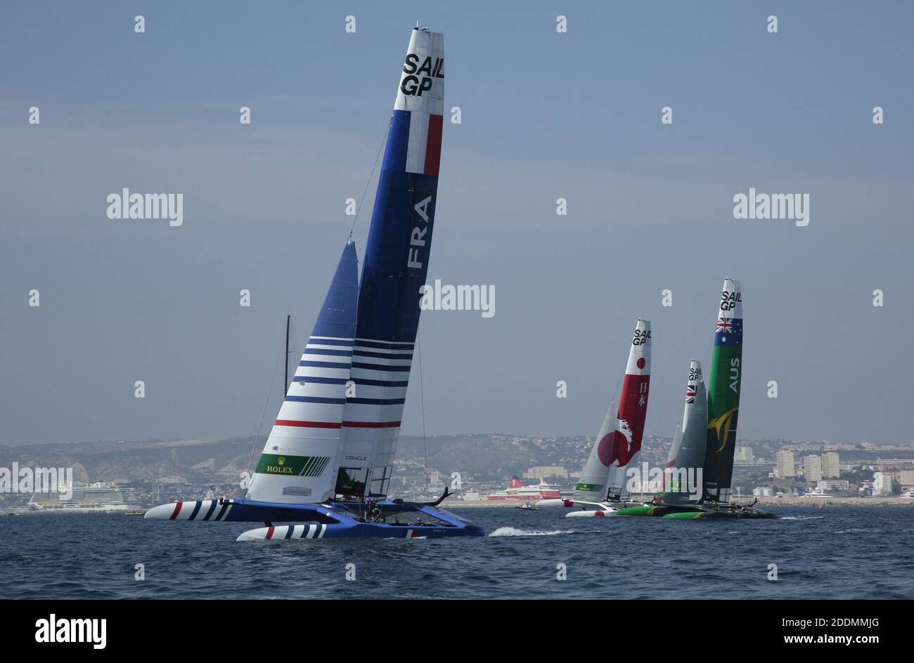 The SailGP F50 catamaran in racing during SailGP final in Marseille ...