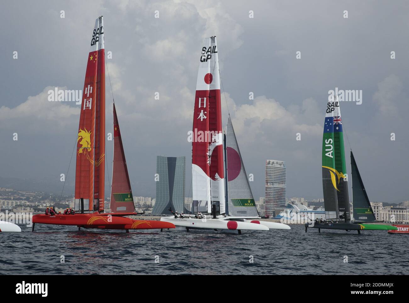 The SailGP F50 catamaran in racing during SailGP final in Marseille ...