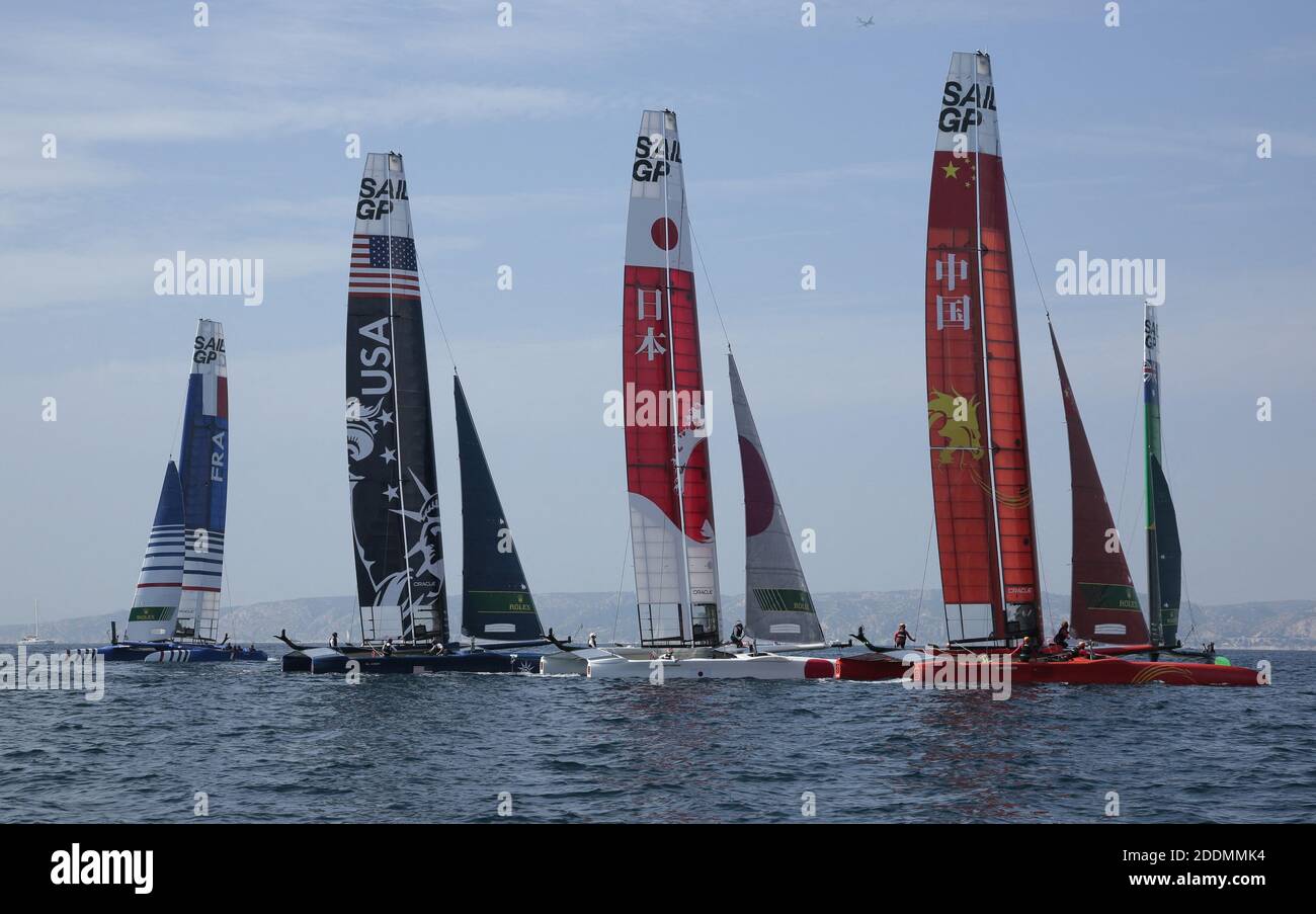 The SailGP F50 catamaran in racing during SailGP final in Marseille ...
