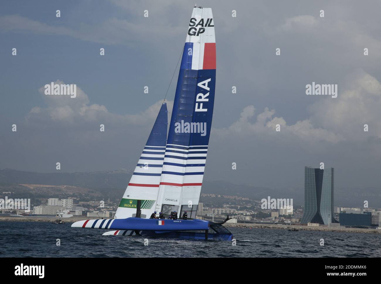 The SailGP F50 catamaran in racing during SailGP final in Marseille ...