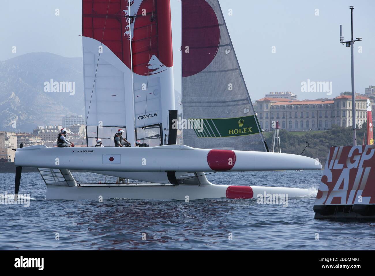 The SailGP F50 catamaran in racing during SailGP final in Marseille ...
