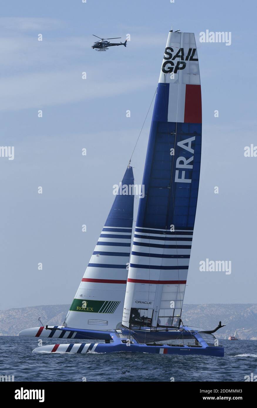 The SailGP F50 catamaran in racing during SailGP final in Marseille ...