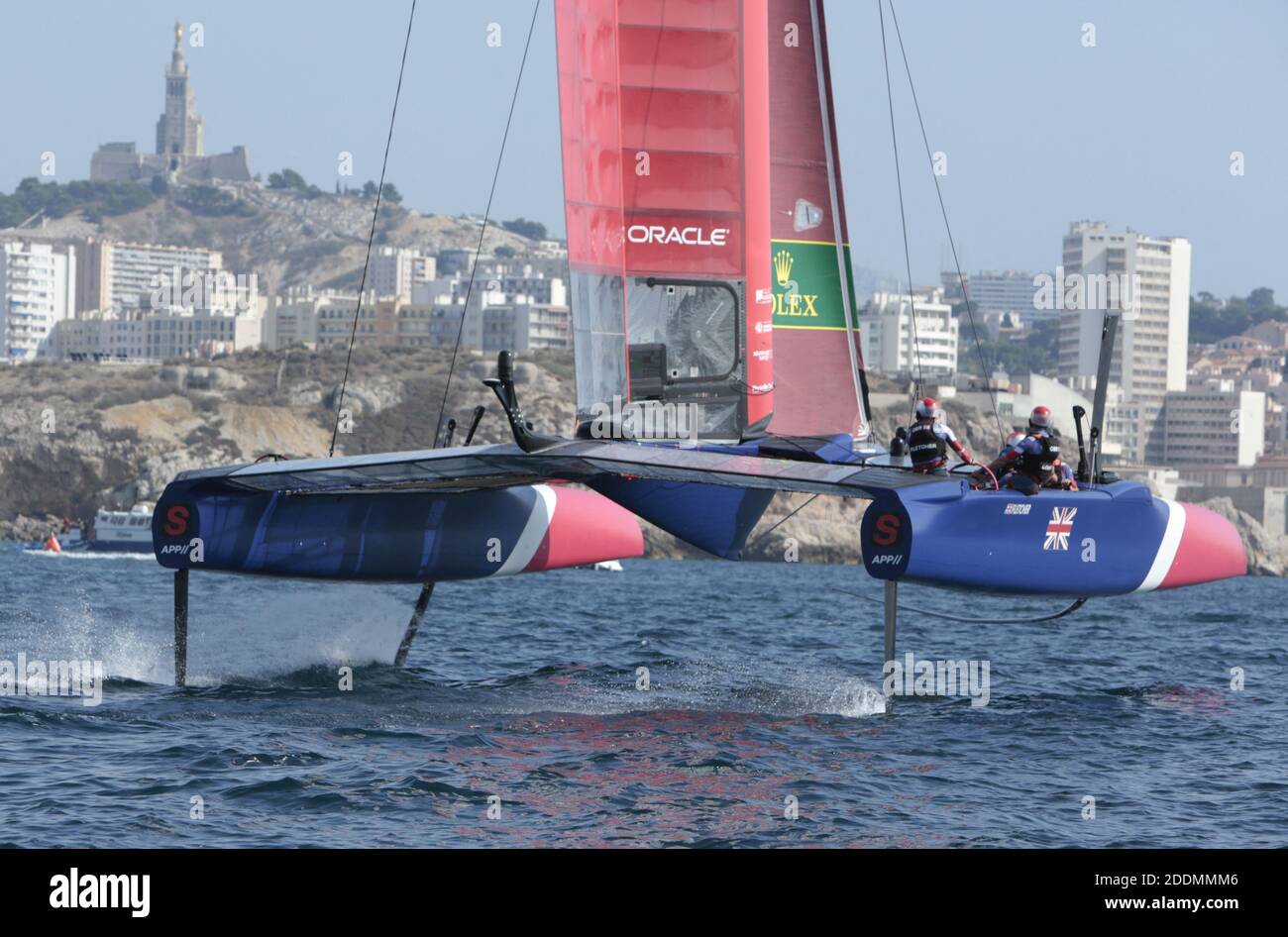 The SailGP F50 catamaran in racing during SailGP final in Marseille ...