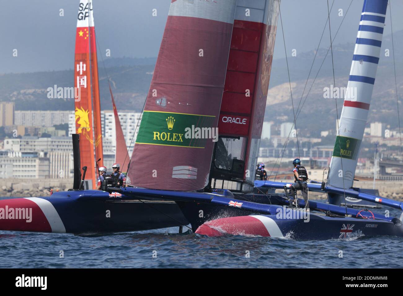 The SailGP F50 catamaran in racing during SailGP final in Marseille ...