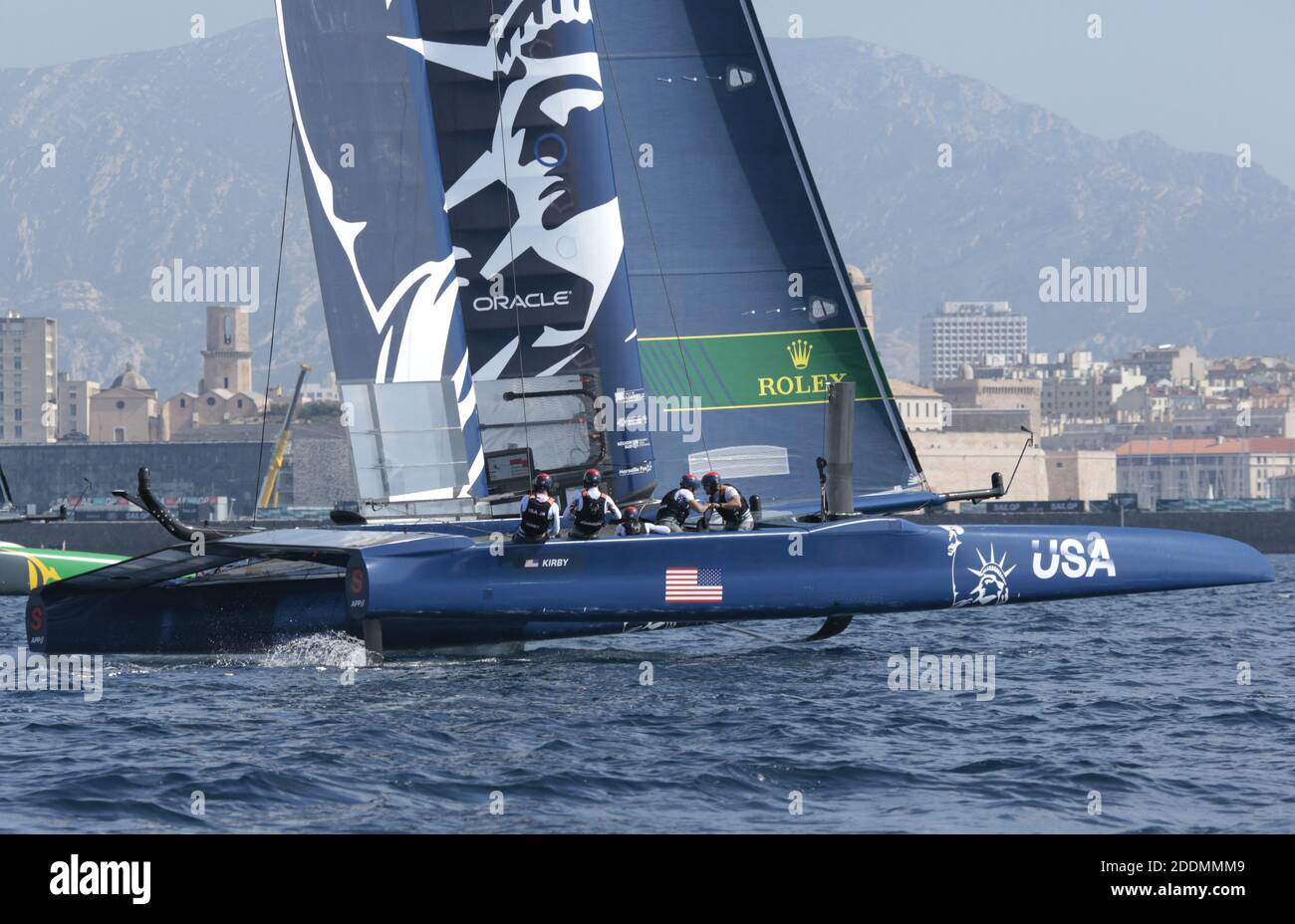 The SailGP F50 catamaran in racing during SailGP final in Marseille ...