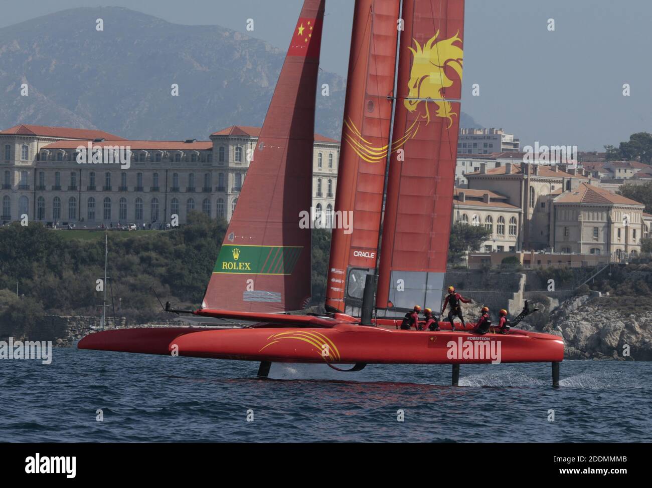 The SailGP F50 catamaran in racing during SailGP final in Marseille ...