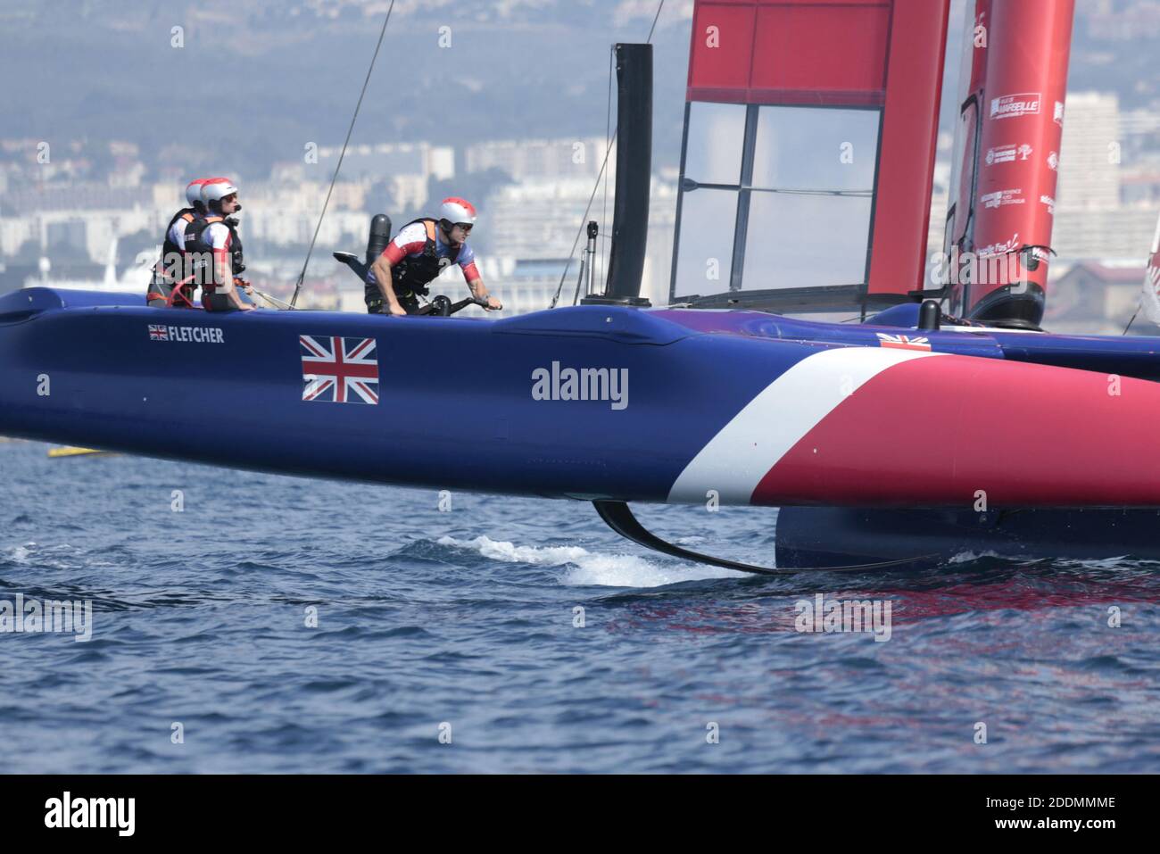 The SailGP F50 catamaran in racing during SailGP final in Marseille ...