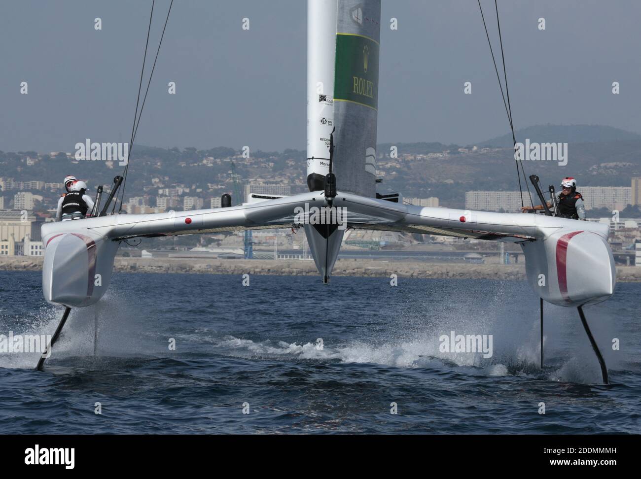 The SailGP F50 catamaran in racing during SailGP final in Marseille ...