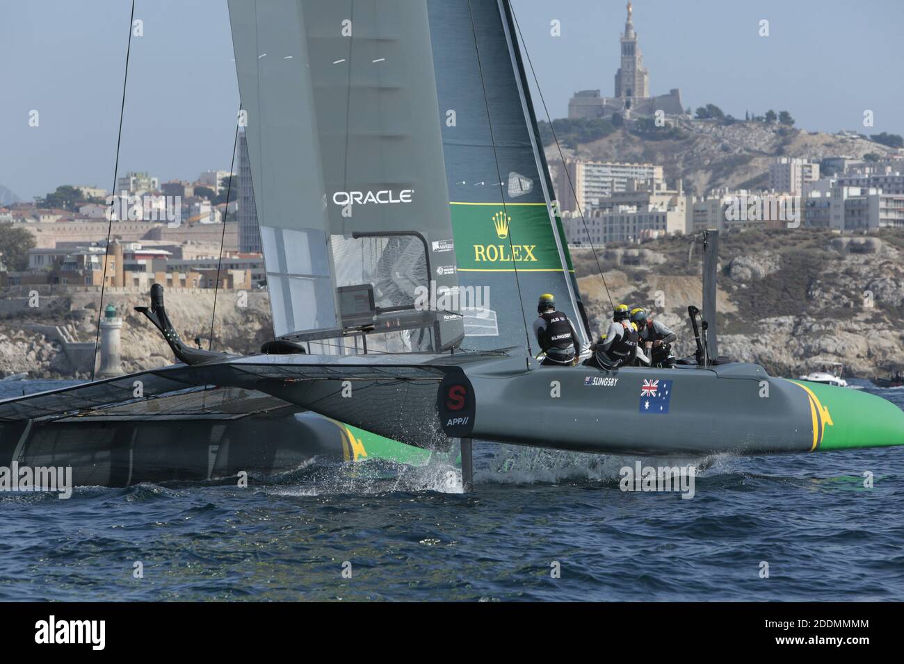 The SailGP F50 catamaran in racing during SailGP final in Marseille ...