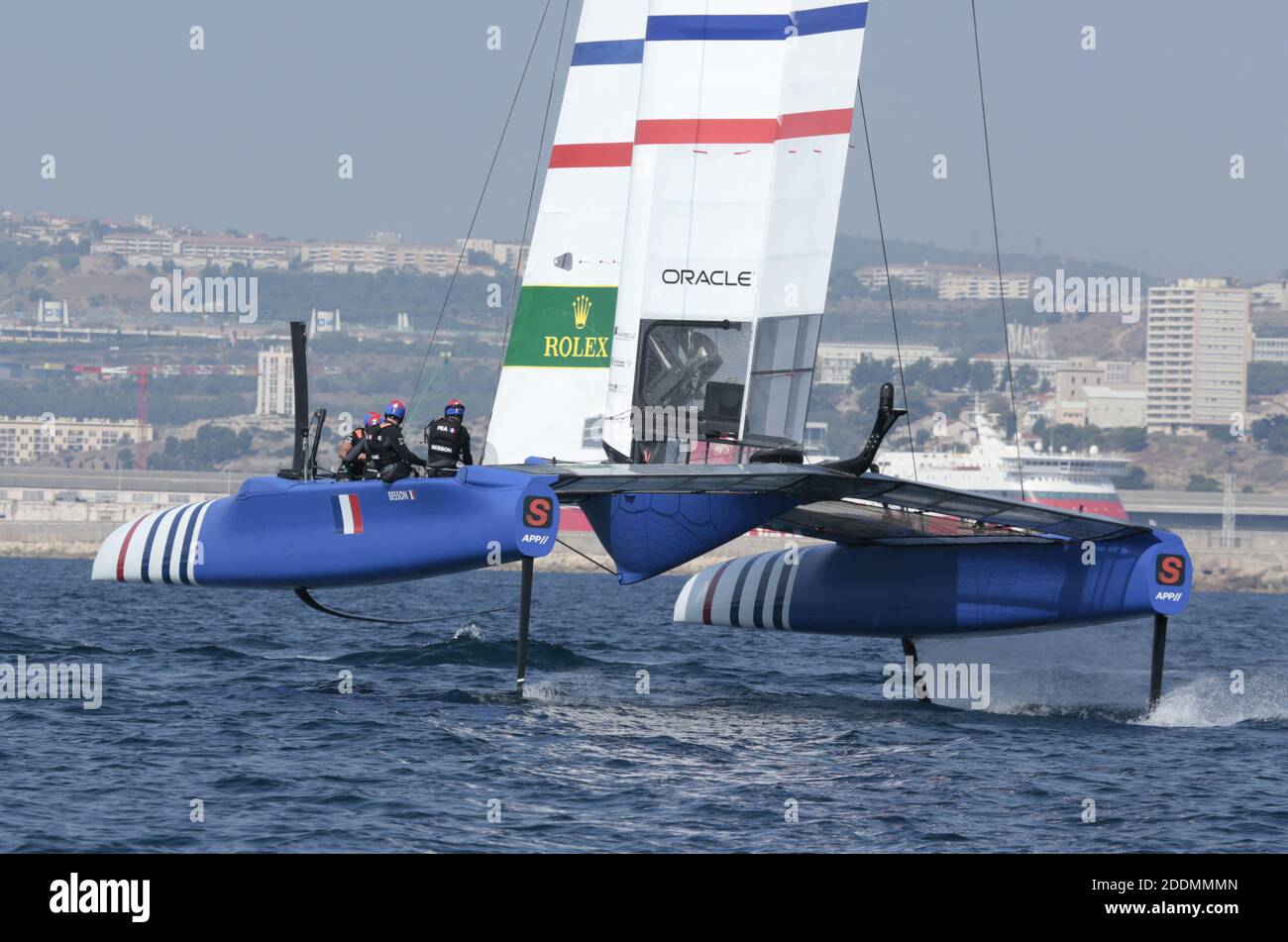 The SailGP F50 catamaran in racing during SailGP final in Marseille ...