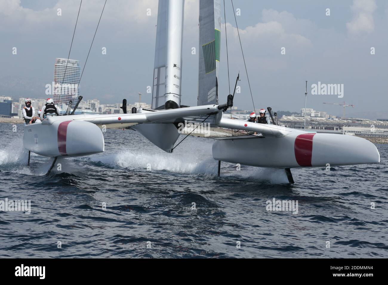 The SailGP F50 catamaran in racing during SailGP final in Marseille ...