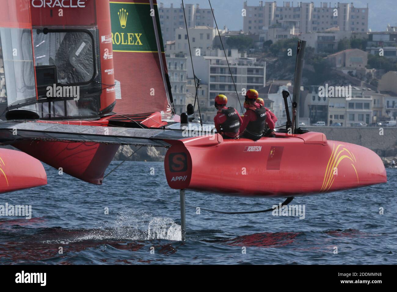 The SailGP F50 catamaran in racing during SailGP final in Marseille ...