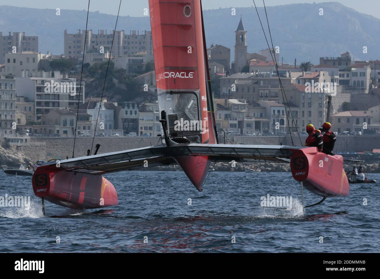 The SailGP F50 catamaran in racing during SailGP final in Marseille ...