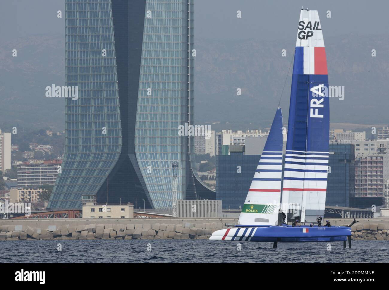 The SailGP F50 catamaran in racing during SailGP final in Marseille ...