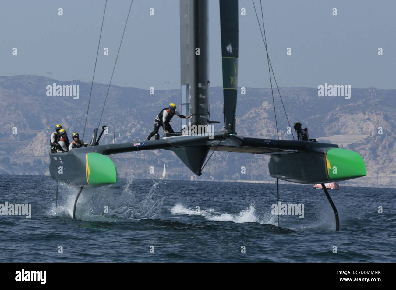 The SailGP F50 catamaran in racing during SailGP final in Marseille ...