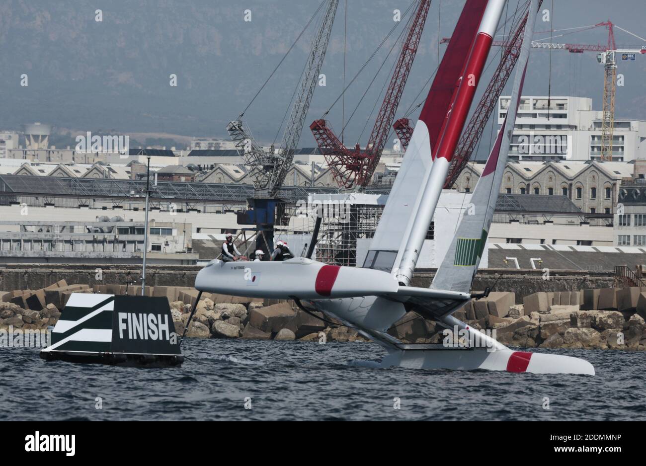 The SailGP F50 catamaran in racing during SailGP final in Marseille ...