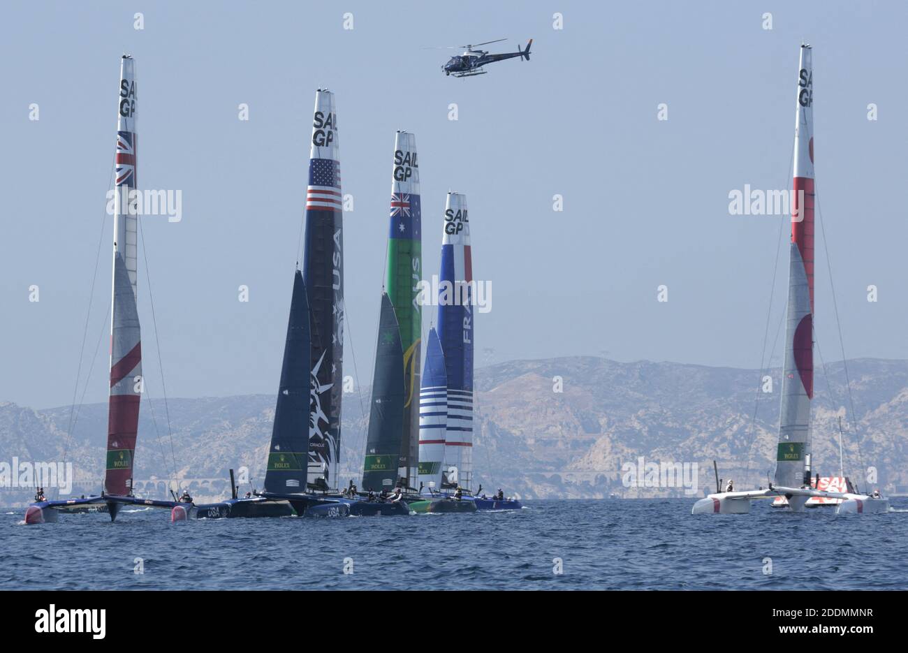 The SailGP F50 catamaran in racing during SailGP final in Marseille ...