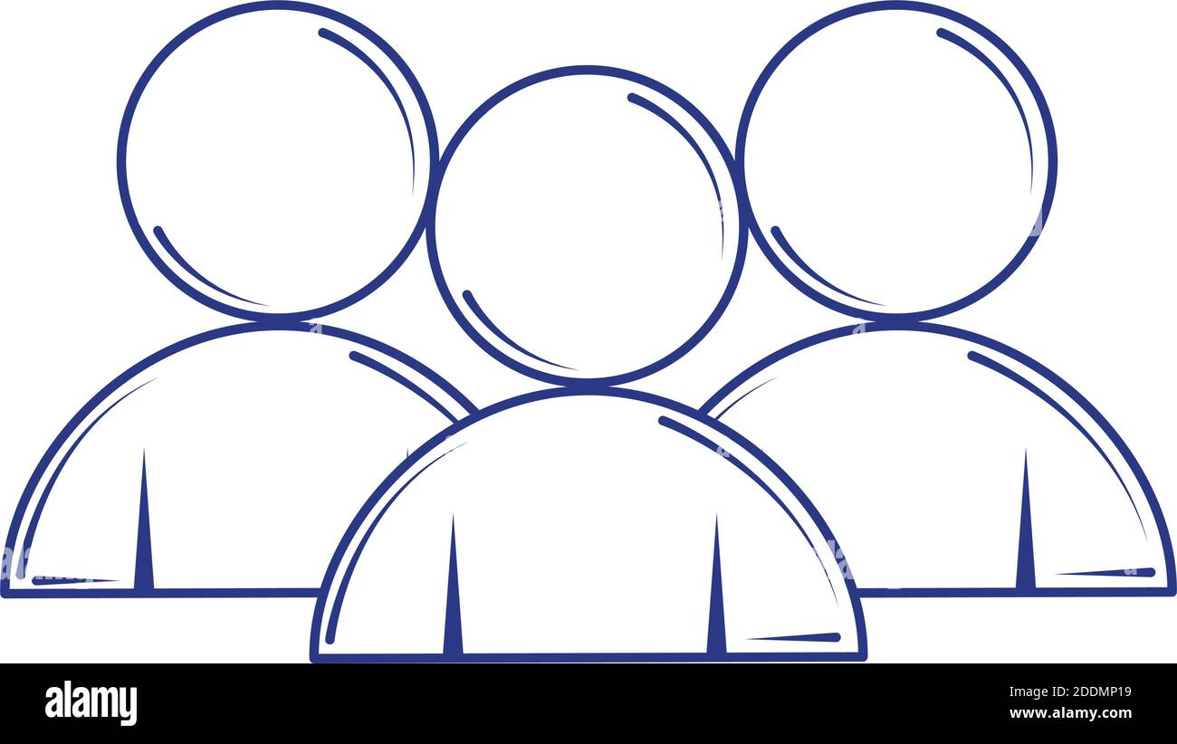 social media group team blue line fill style vector illustration Stock ...