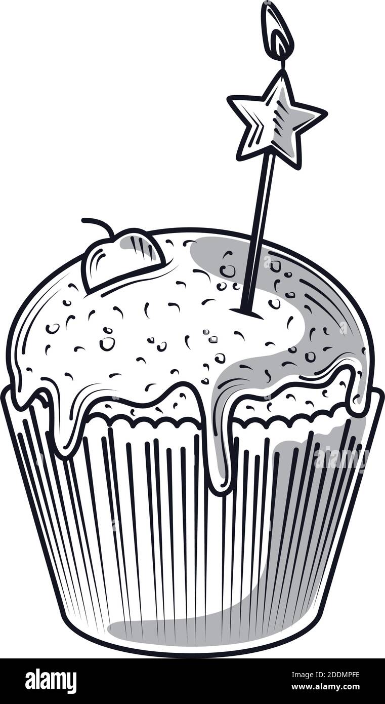 Happy Birthday Cupcake Clip Art Black And White