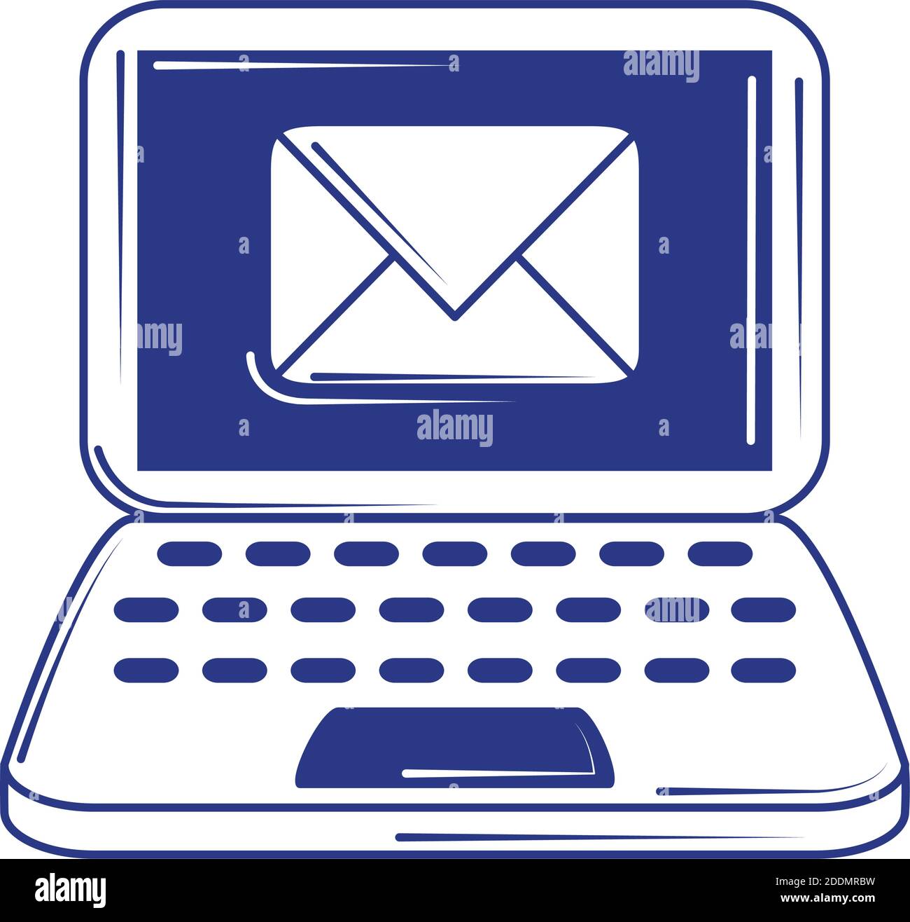 social media laptop and email blue line fill style vector illustration ...