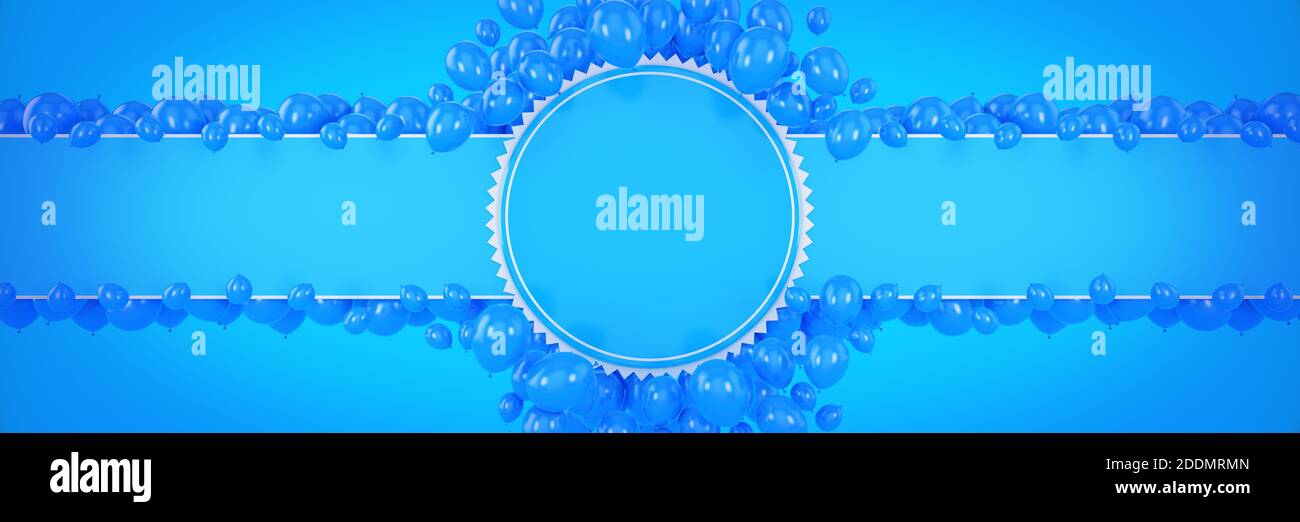 Horizontal banner with balloons and frame. 3d rendering Stock Photo - Alamy