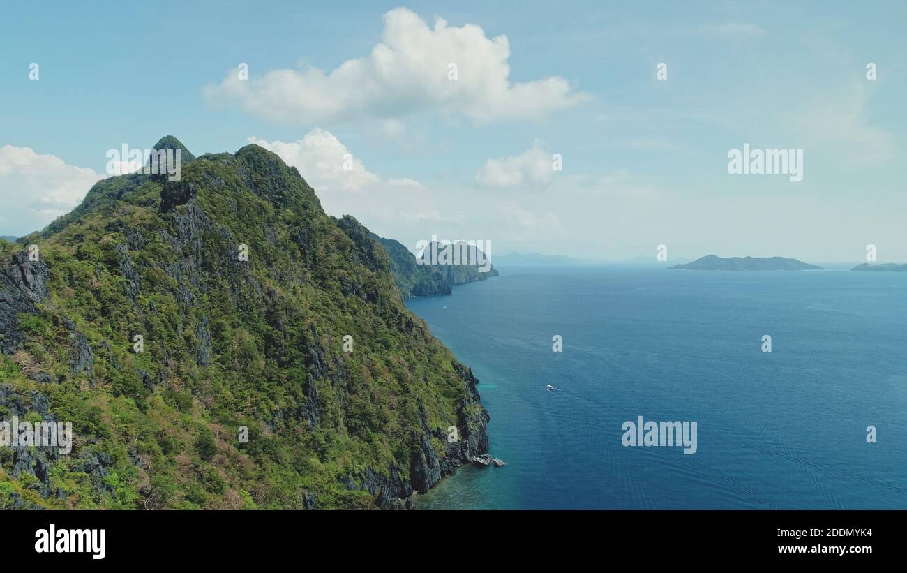 Mountainous island landscape with green tropic jungle forest. Majestic ...