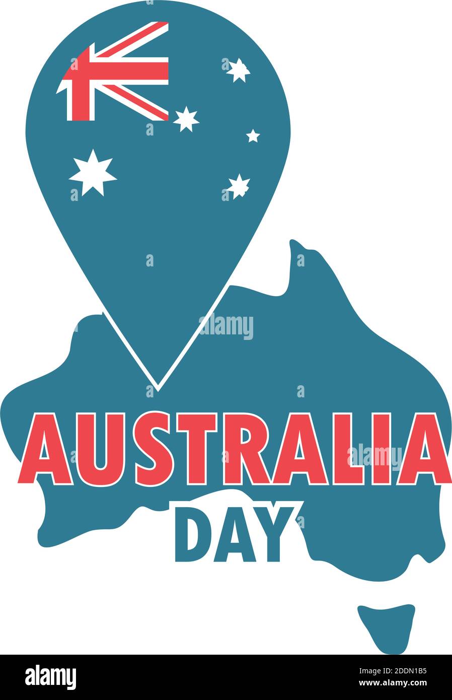 australia day, lettering with flag on a location pointer vector ...