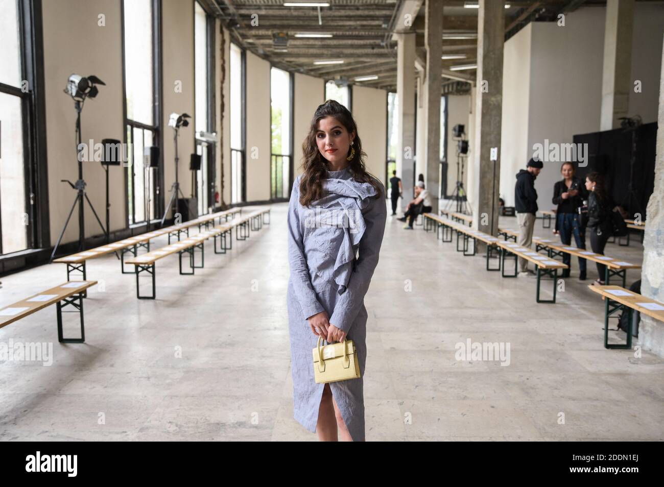 French actress Claire Chust poses before the runway during the Dawei ...