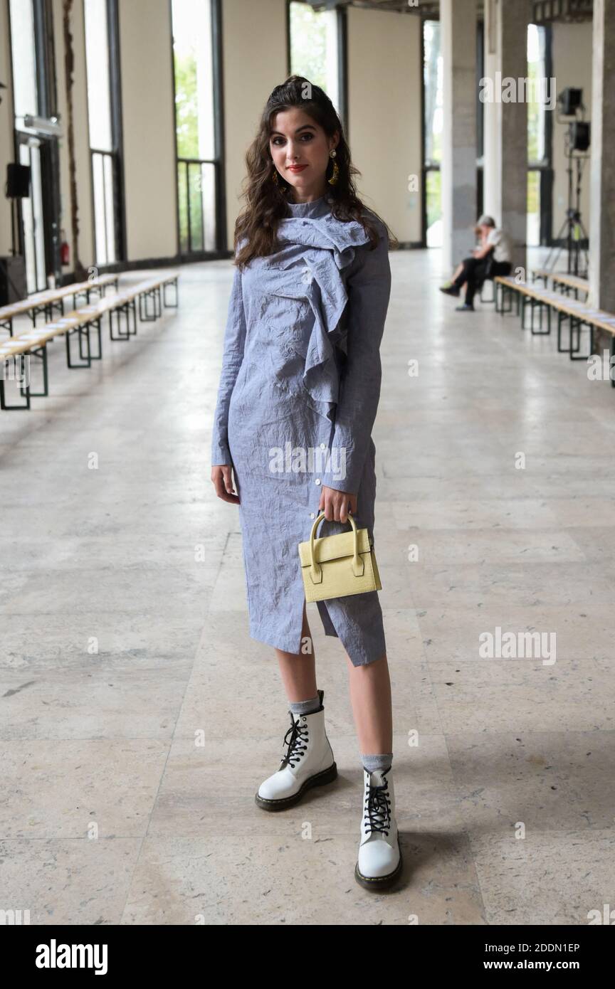 French actress Claire Chust poses before the runway during the Dawei ...