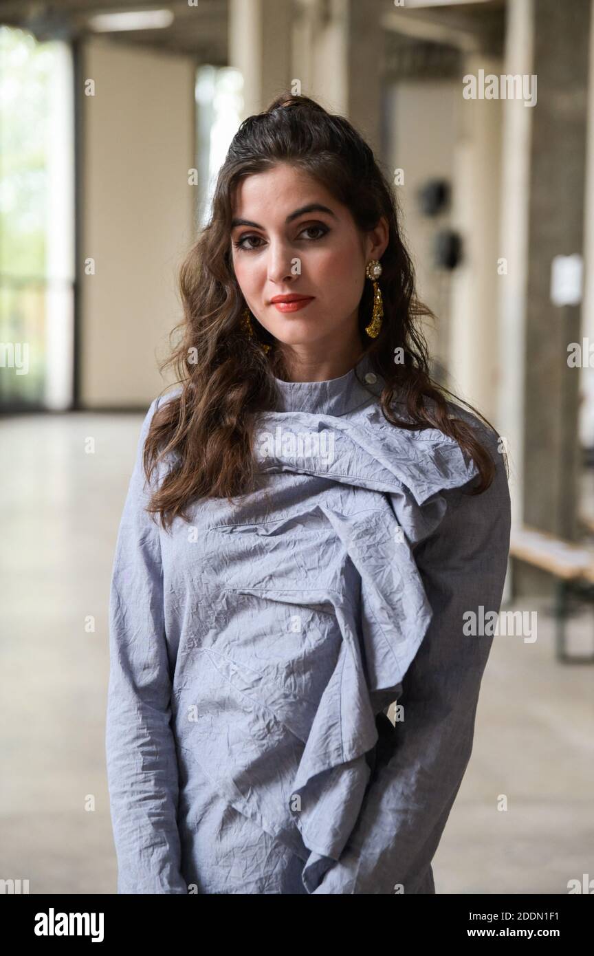 French actress Claire Chust poses before the runway during the Dawei ...
