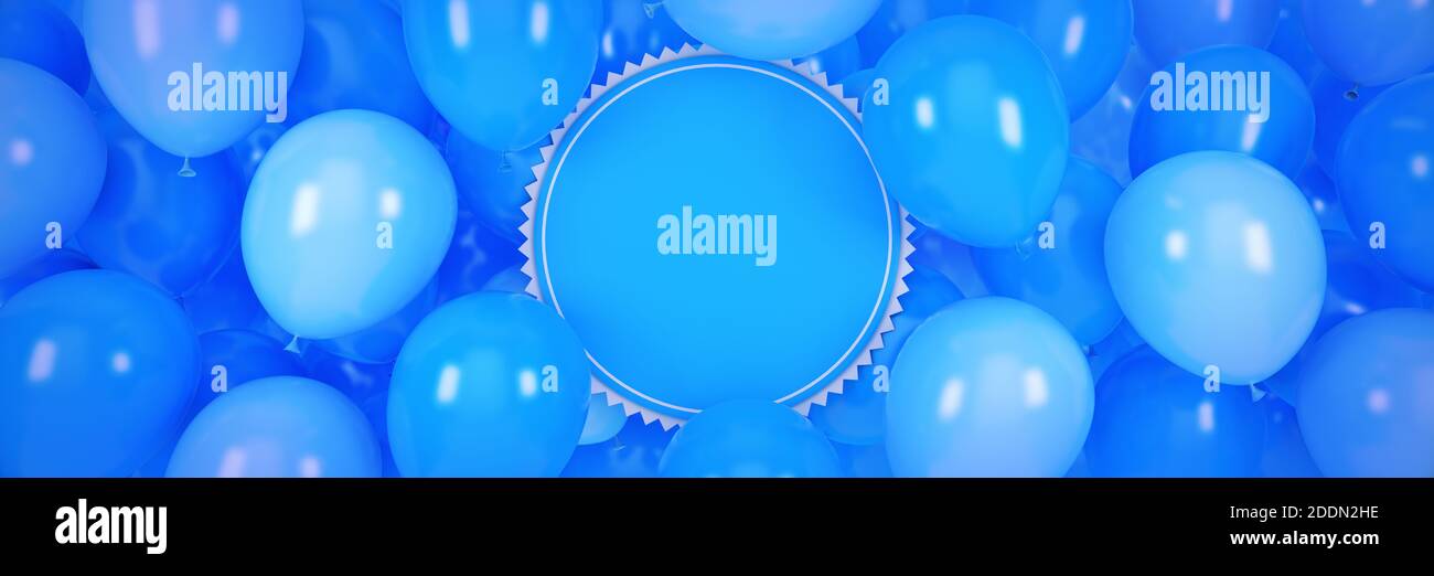 Horizontal banner with balloons and frame. 3d rendering Stock Photo - Alamy