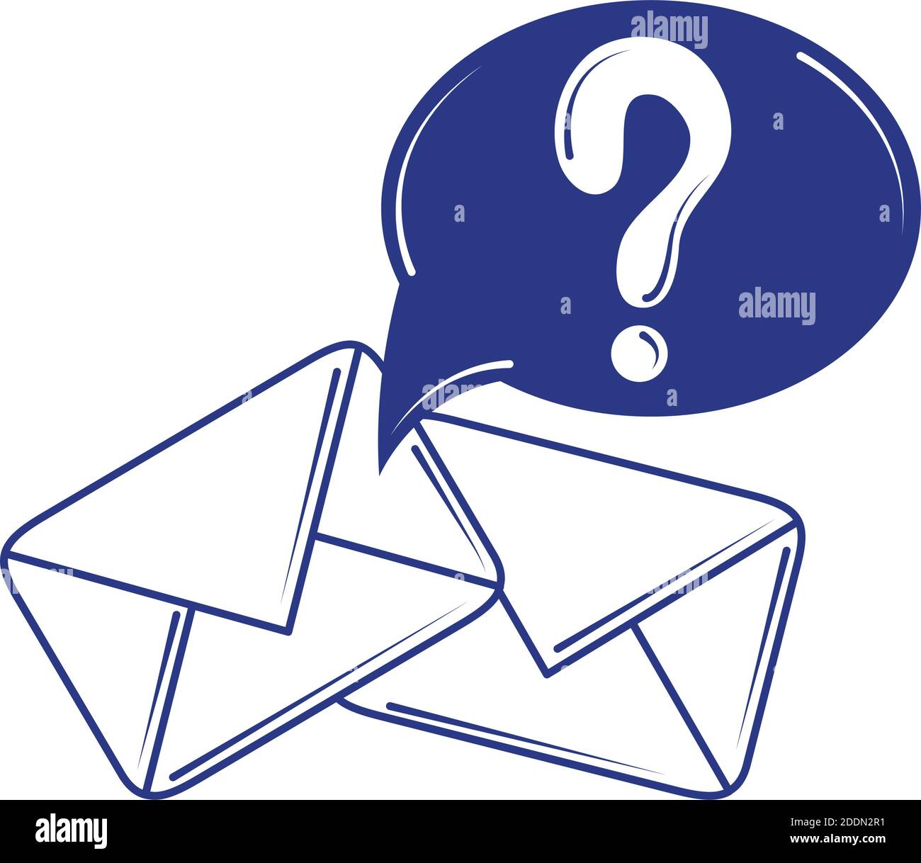 social media email question mark blue line fill style vector ...