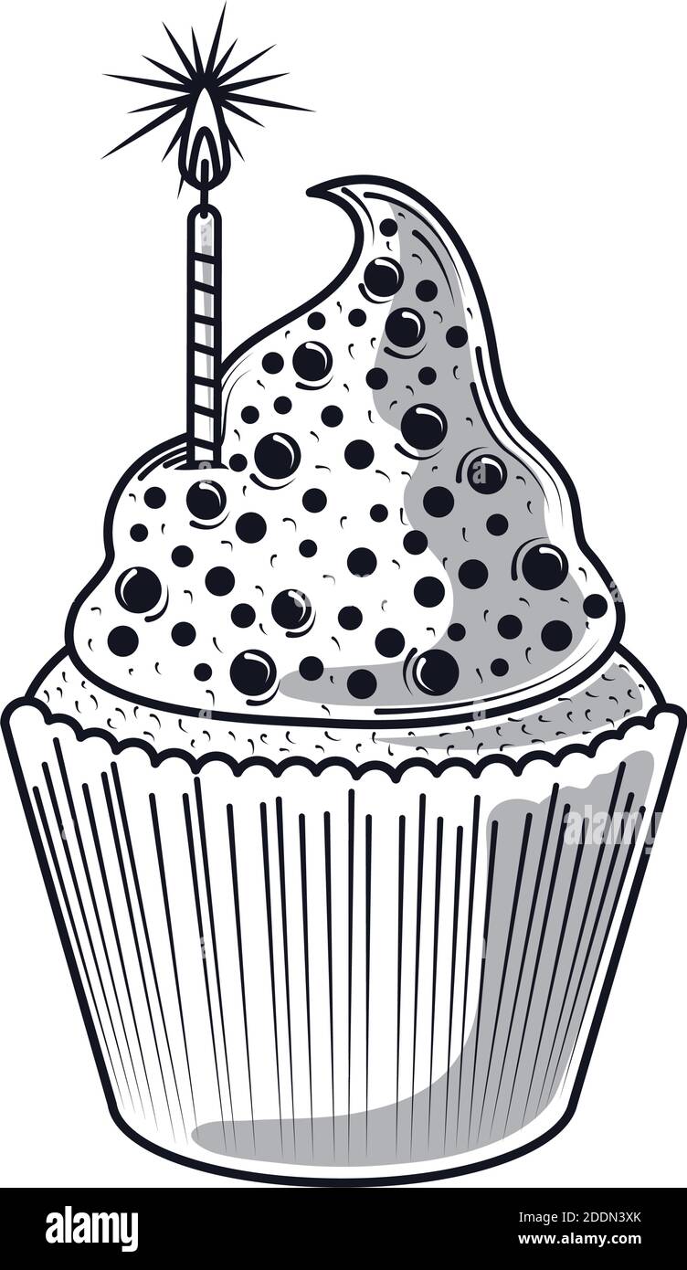 Happy Birthday Cupcake Clip Art Black And White