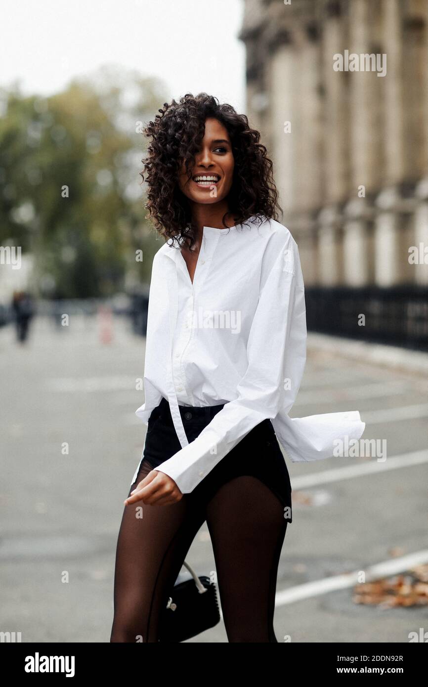 Street style, model Cindy Bruna arriving at Redemption Spring-Summer ...