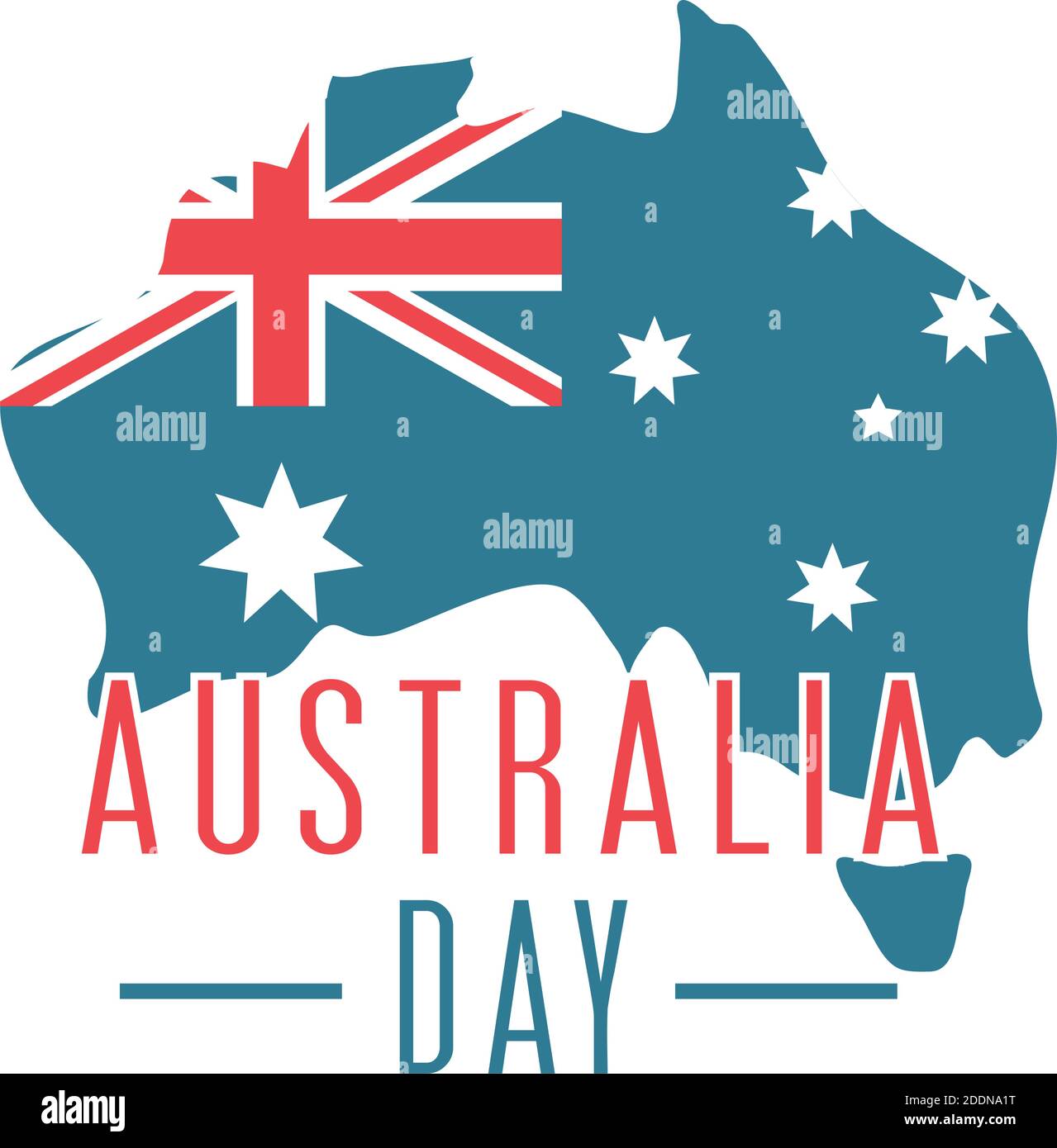 australia day, flag in map country emblem vector illustration Stock ...