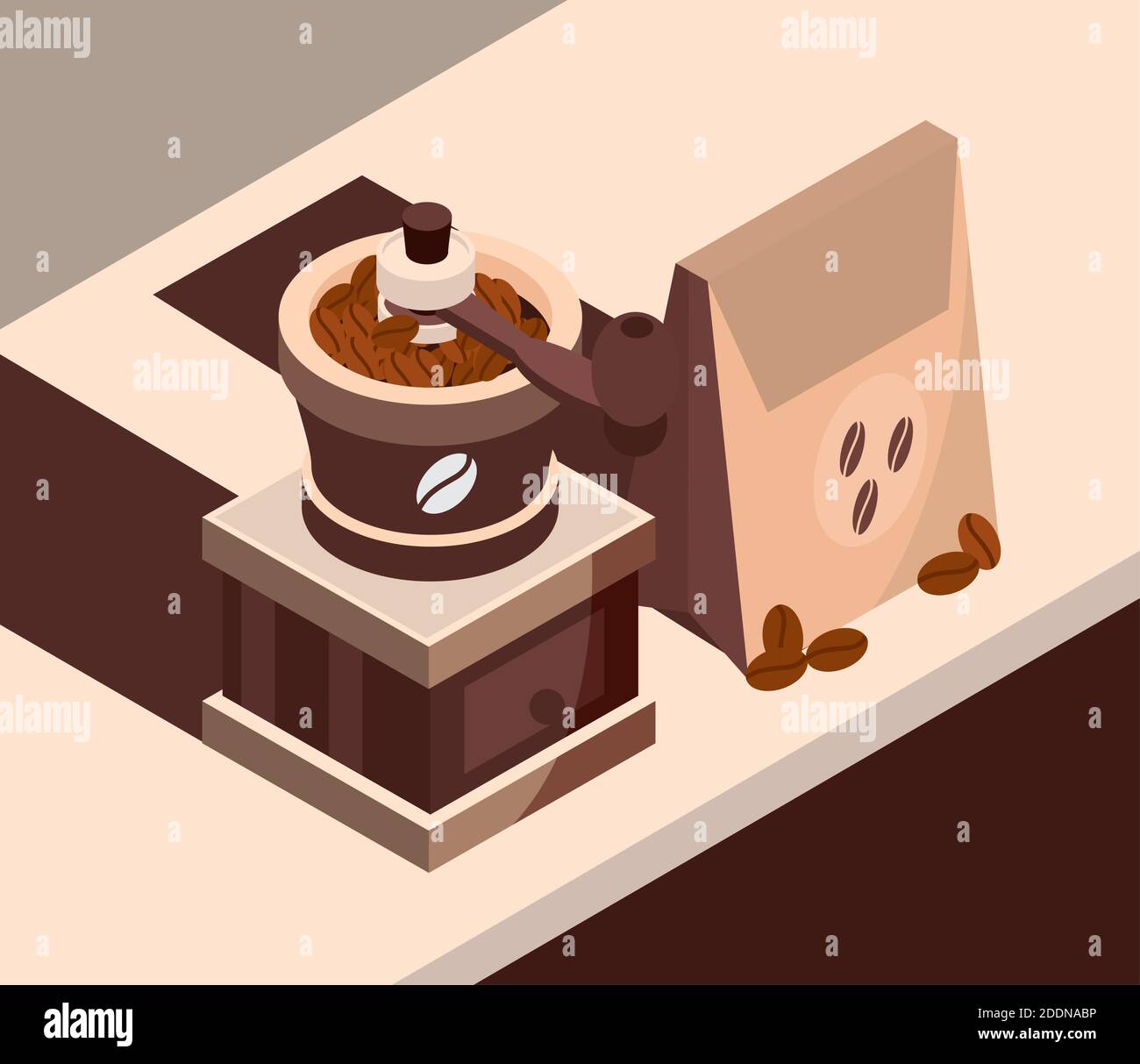 coffee roasting machine and package isometric icon design vector ...