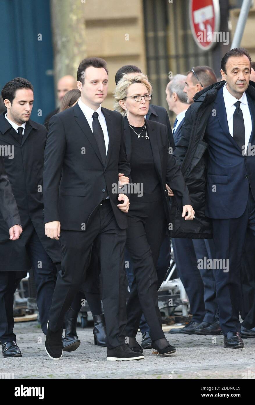 Claude Chirac and her son Martin Rey-Chirac arriving to the funeral ...