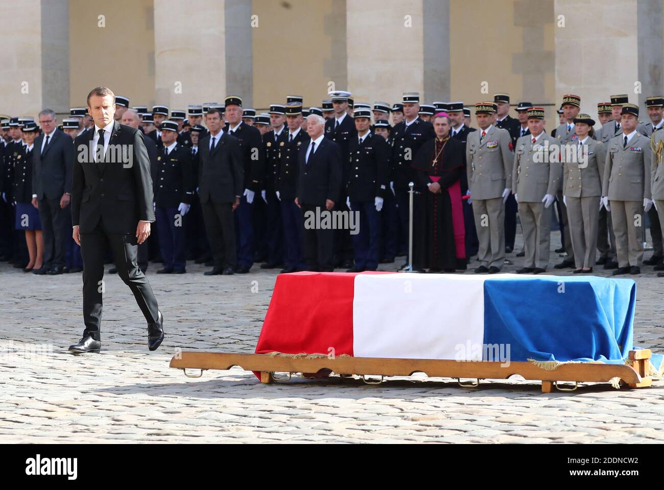 French President during the funeral honors paid to the former French ...