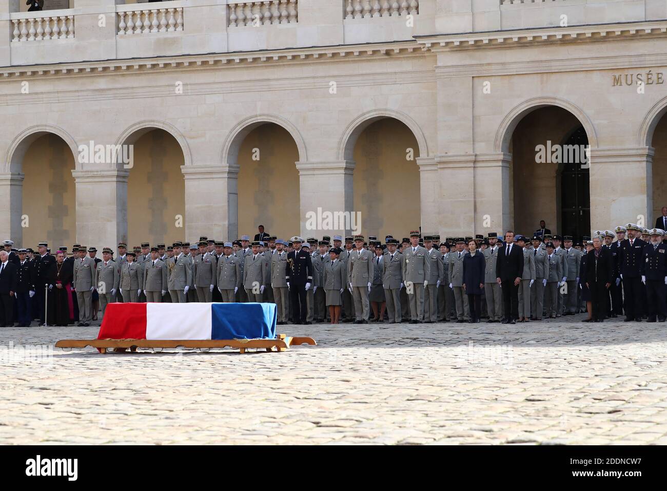 French President during the funeral honors paid to the former French ...