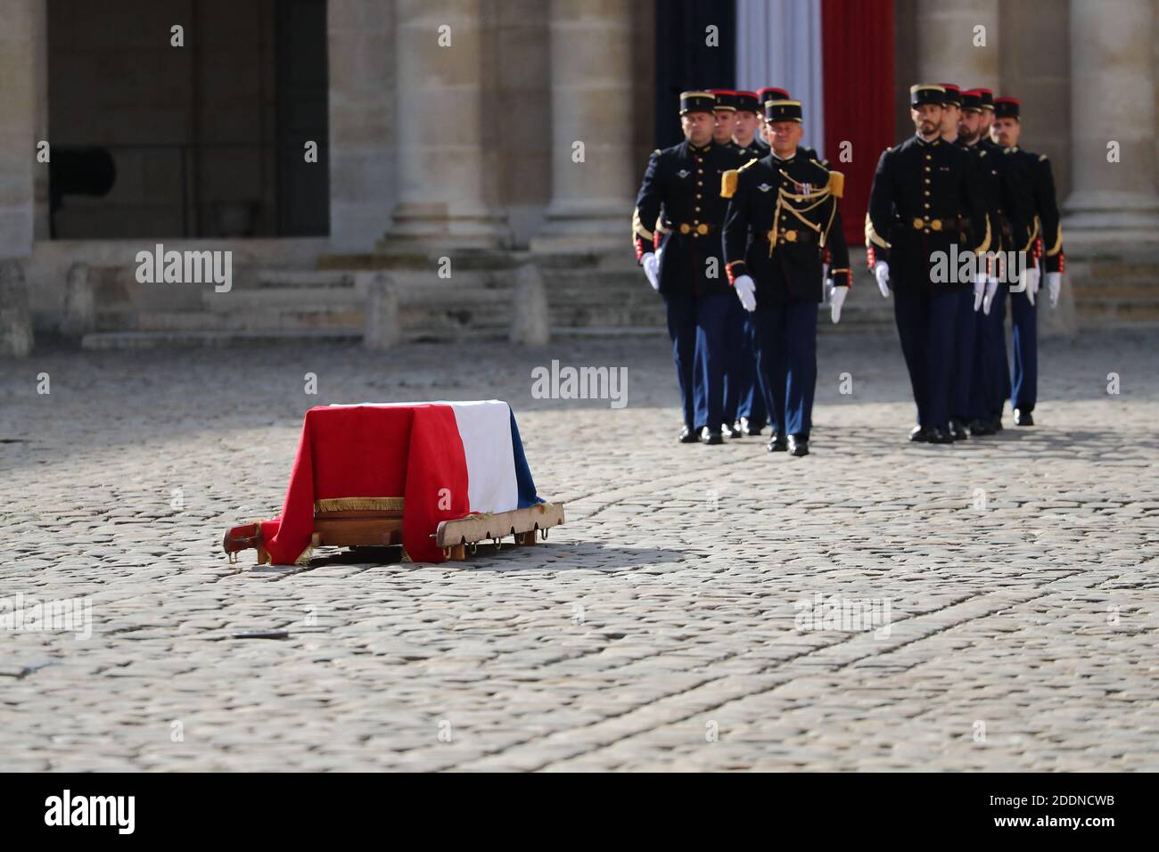 French President during the funeral honors paid to the former French ...
