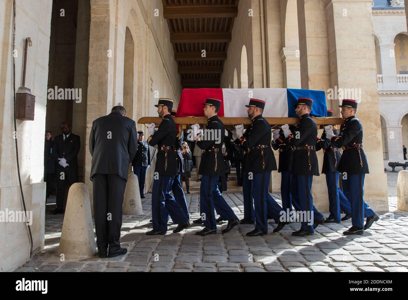 French President during the funeral honors paid to the former French ...