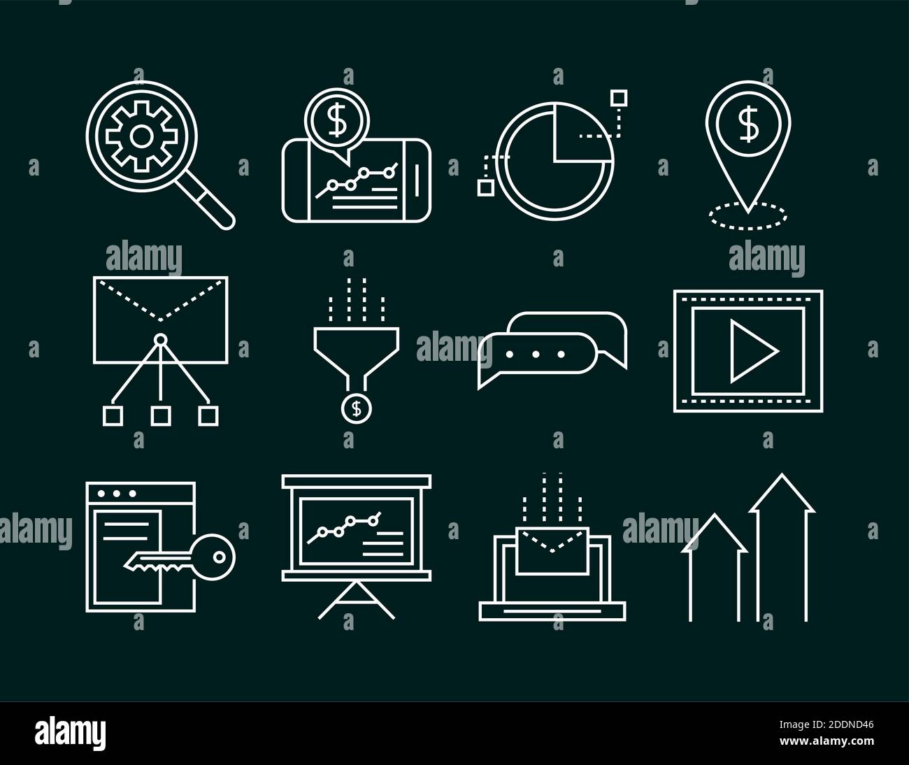 digital marketing strategy report promotion online set icons vector ...