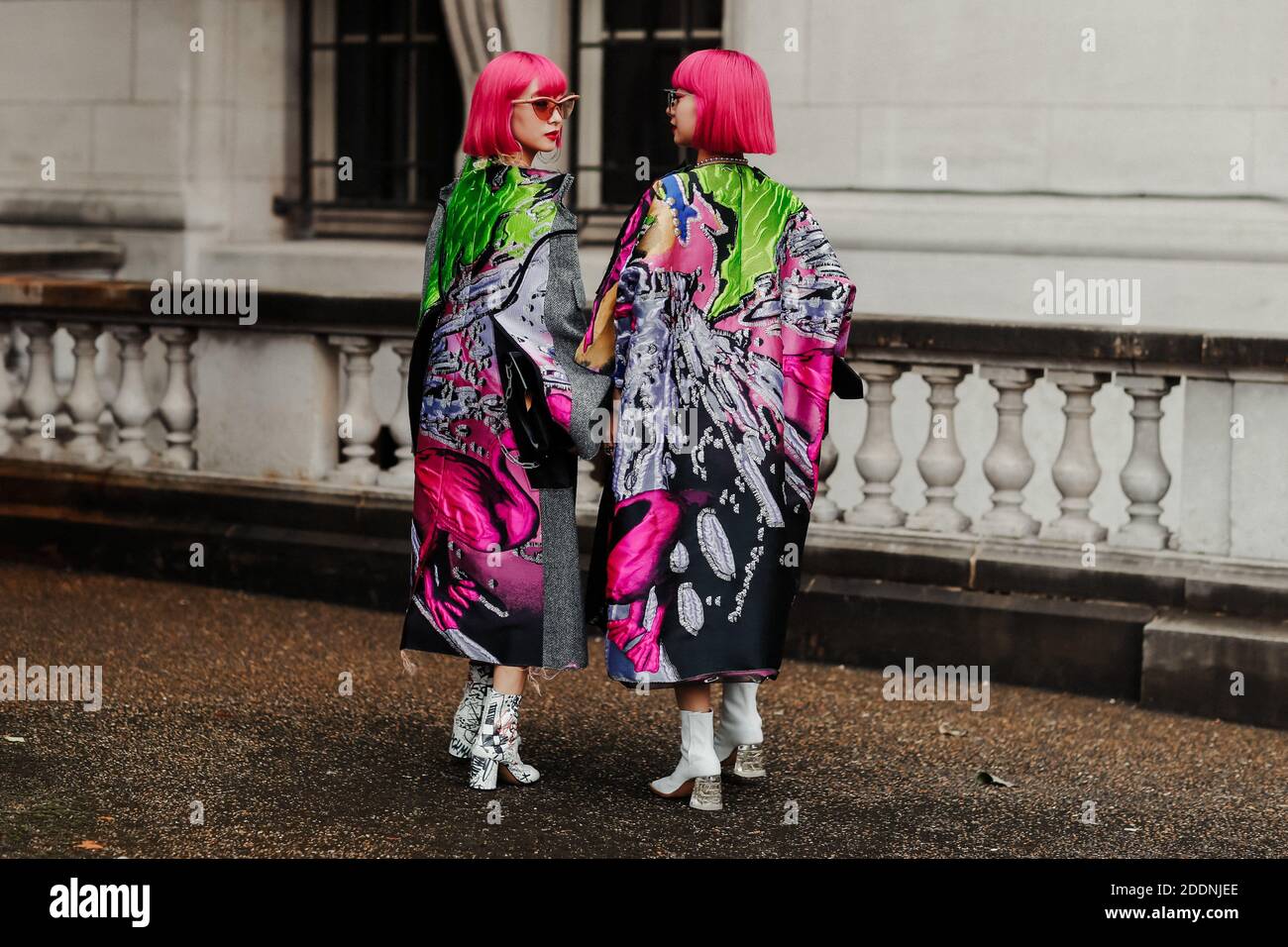 Street style, Ami and Aya Suzuki arriving at Maison Margiela Spring ...