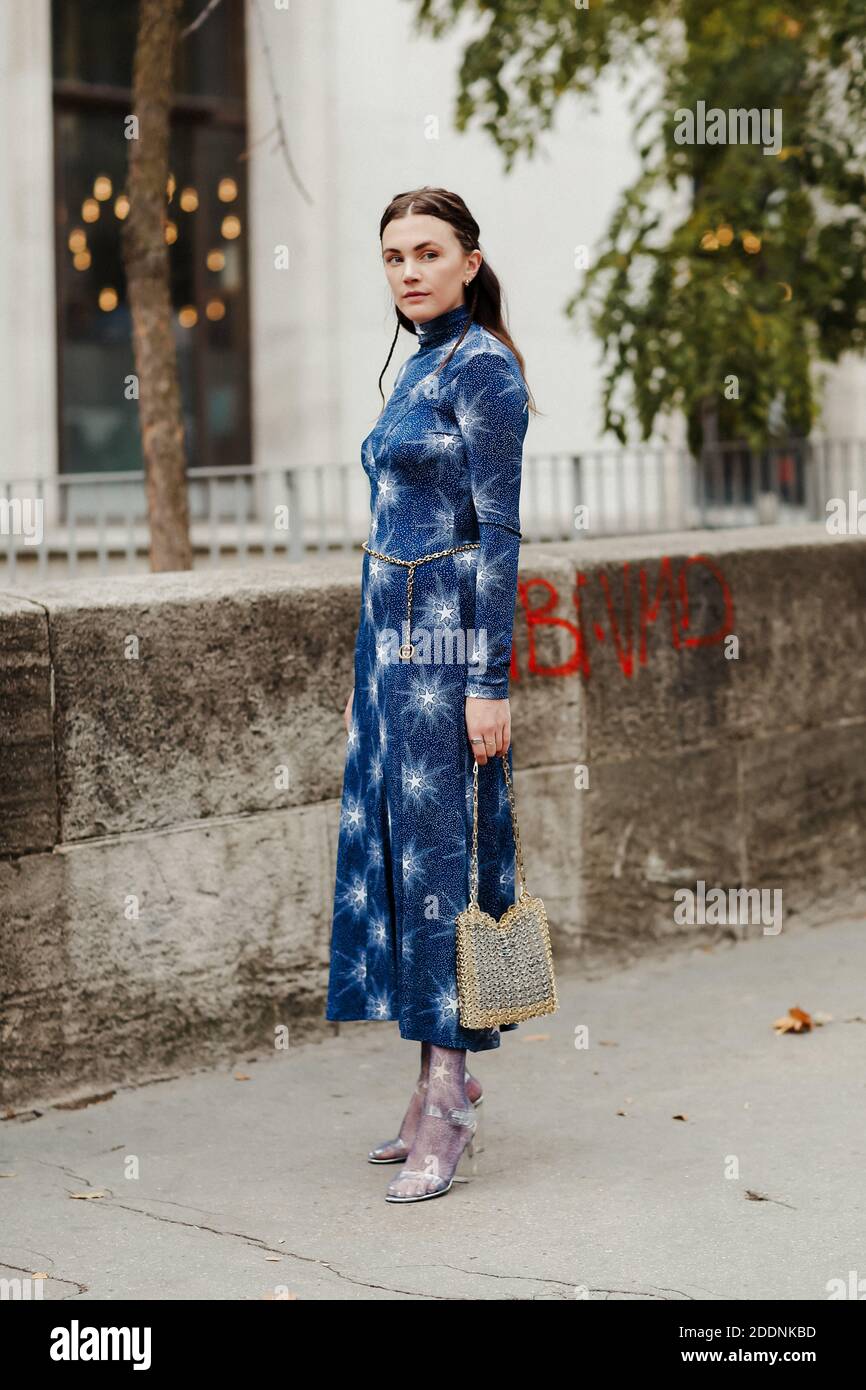 Street style, Madelynn Furlong arriving at Paco Rabanne Spring-Summer ...