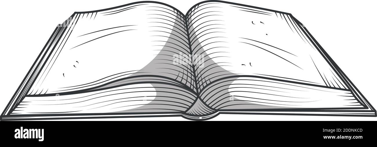 open book library, educational or learning concept vector illustration ...