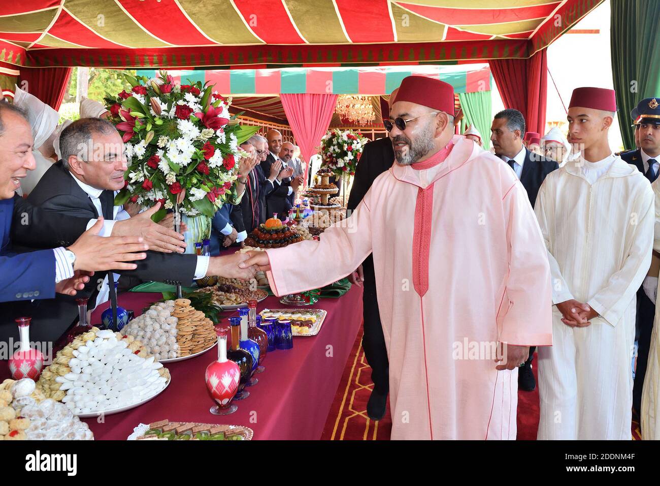 Handout - King Mohammed VI of Morocco accompanied by Crown Prince ...