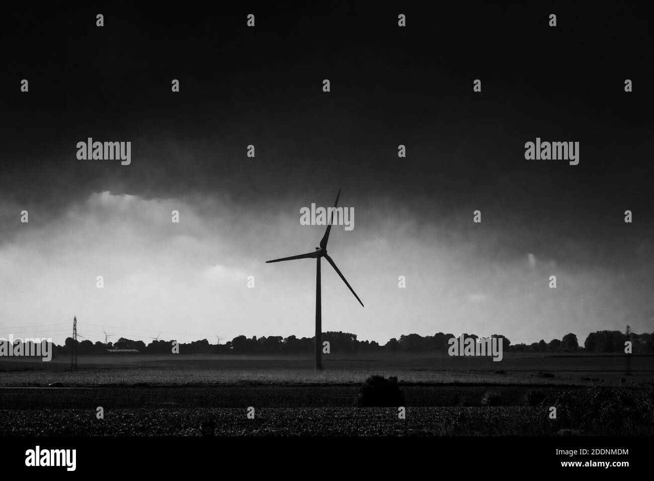 Illustration - Wind turbines located in a field near Dieppe, Seine ...