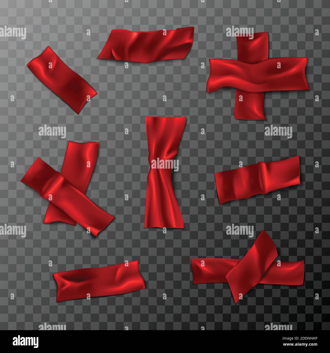 Red 3d realistic vector black duct tape collection. Isolated on ...