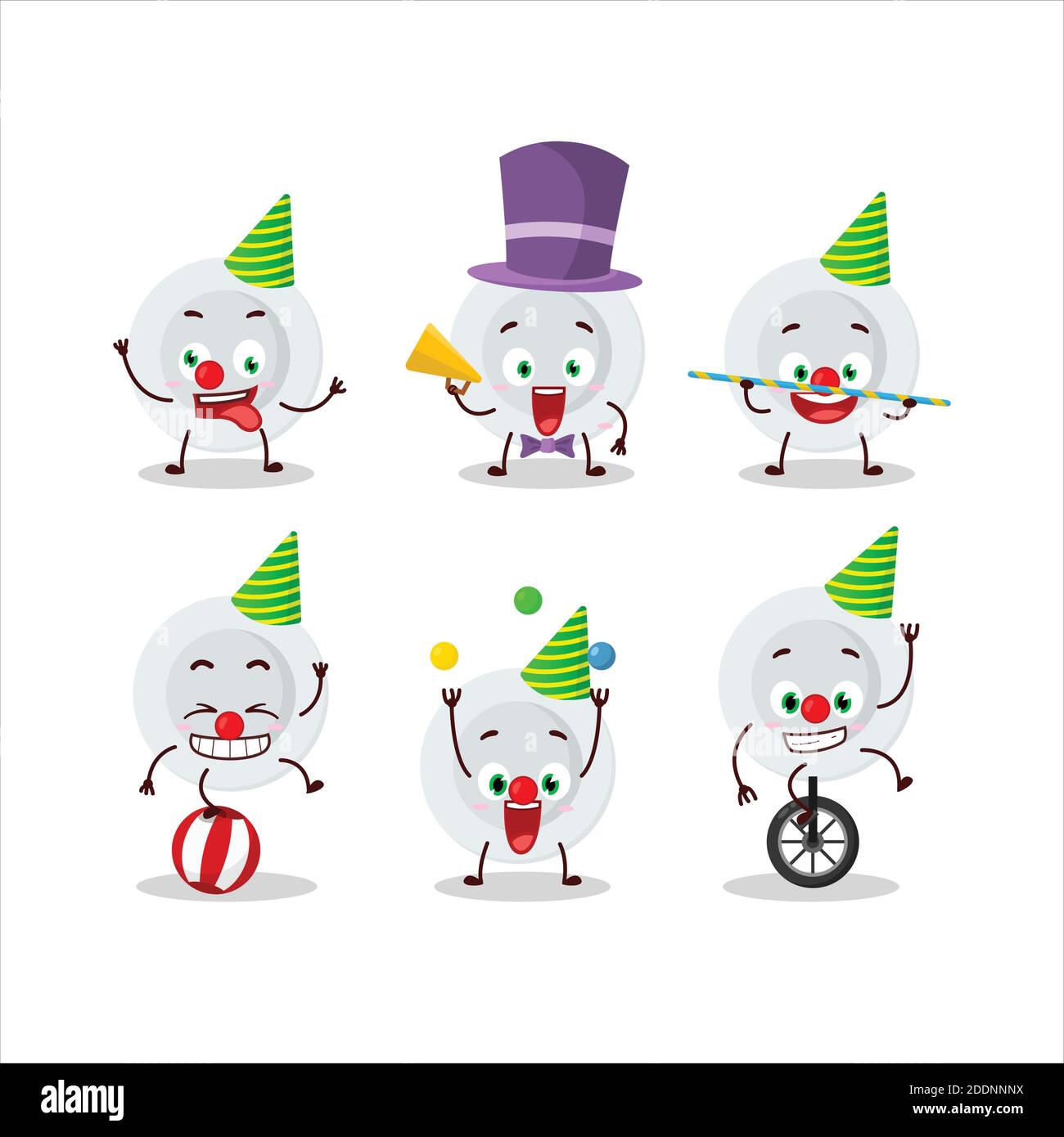 Cartoon character of new white plate with various circus shows. Vector ...